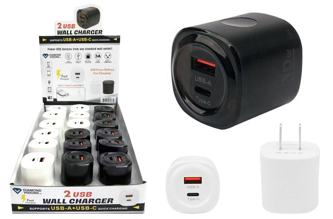 Dual USB Wall Charger (USB-C & USB-A) - Diamond Visions, Inc.