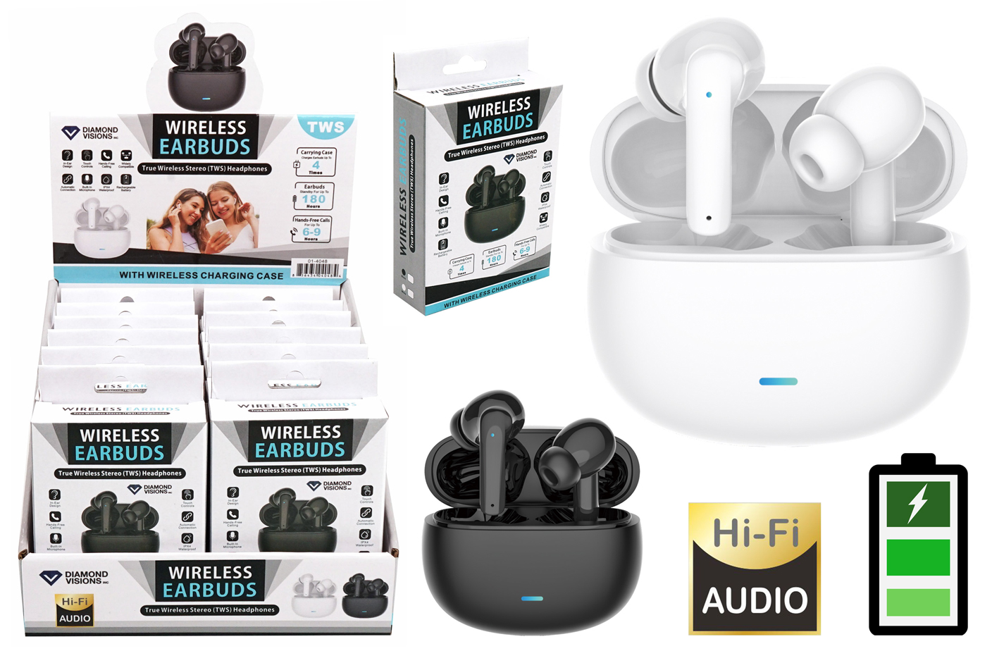 Wireless Earbud Headphones with Charging Case - Diamond Visions, Inc.