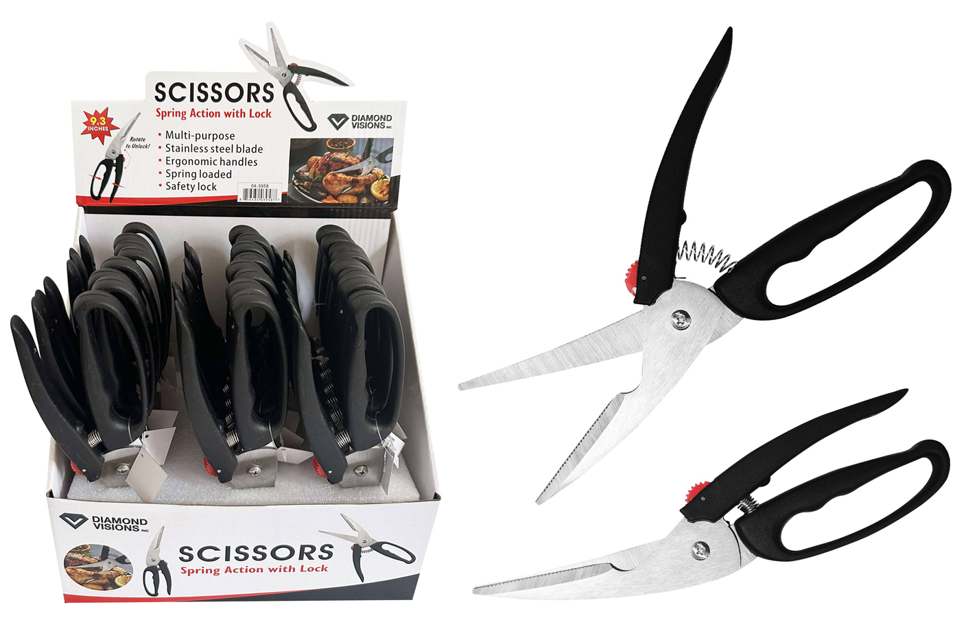 Spring & Lock Scissors (9") - Diamond Visions, Inc.