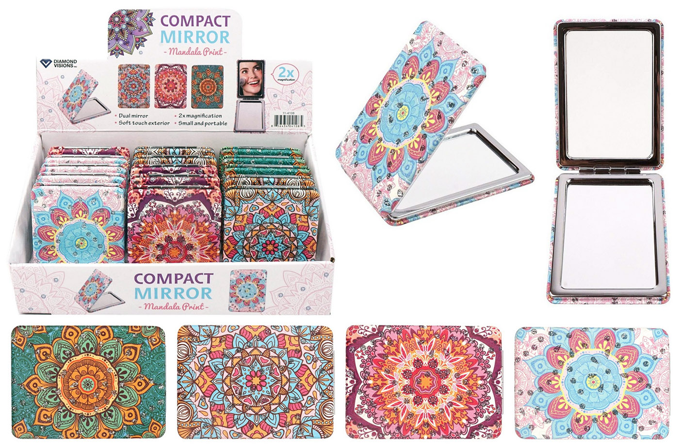 Compact Mirror (Square) (Mandala) - Diamond Visions, Inc.