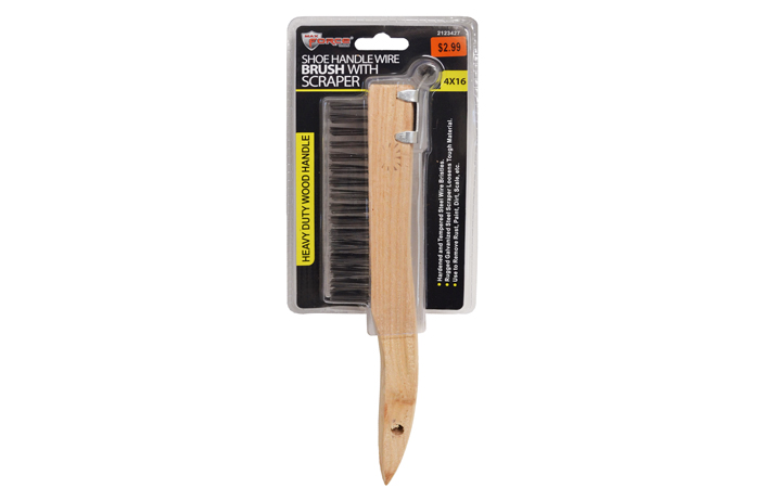 Shoe Handle Wire Brush w/ Scraper - Diamond Visions, Inc.
