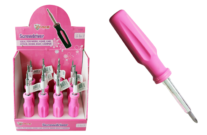Pink Screwdriver (Rubber Grip) (6-in-1) - Diamond Visions, Inc.