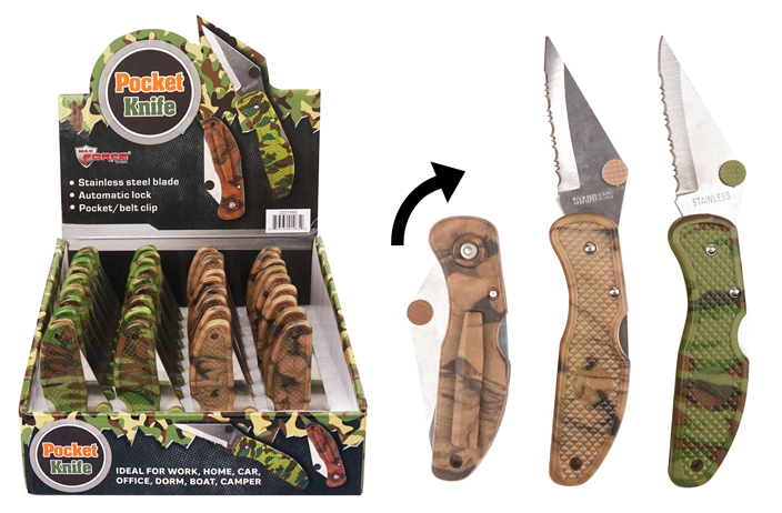 Camo Pocket Knife (3.5") (Wood/Green) - Diamond Visions, Inc.
