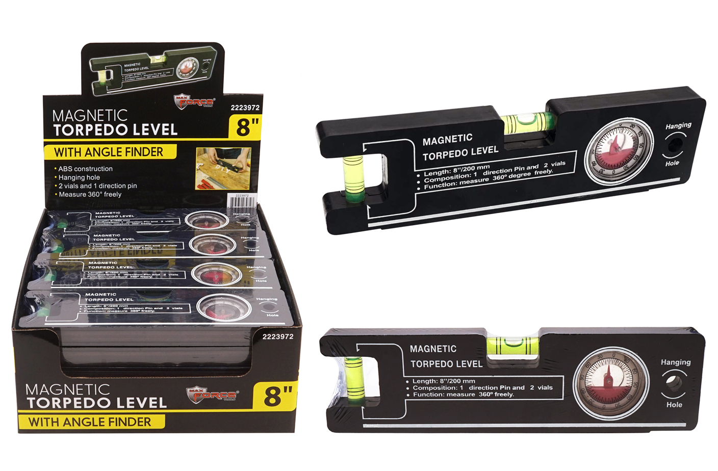 Magnetic Torpedo Level with Angle Finder (8") - Diamond Visions, Inc.