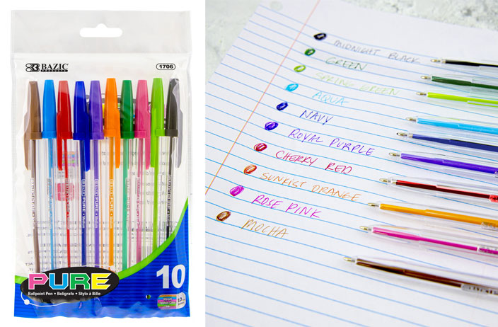 Ballpoint Pens (Vibrant Colors) (10 PK) - Diamond Visions, Inc.